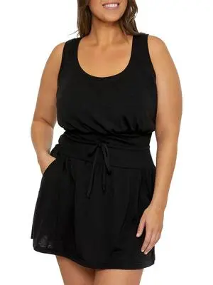 BECCA By Rebecca Virtue Beach Date Tie Waist Cover-up Minidress - Black