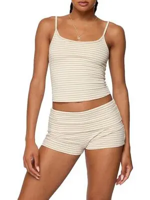 EDIKTED Striped Tank Top - Beige