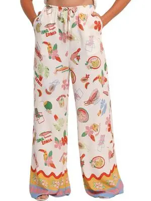 PETAL & PUP Printed Wide-leg Pants - Alfresco