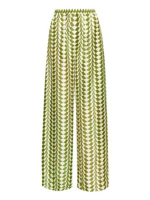 Oscar De La Renta Geo Silk Trousers - Green