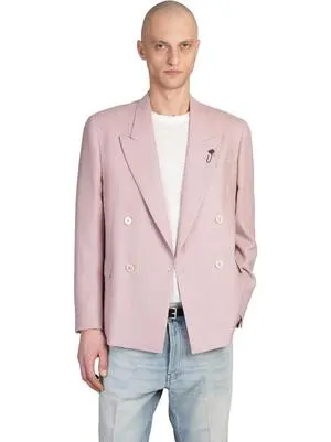 LARDINI Double-breasted Wool-blend Blazer - Pink
