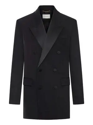 Saint Laurent Double-breasted Peak Lapel Blazer - Black