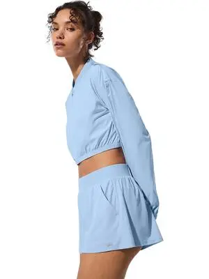 Alo Yoga Cropped Full-zip Jacket - Seashell Blue