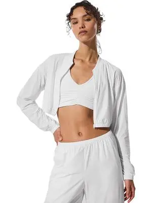 Alo Yoga Cropped Full-zip Jacket - White