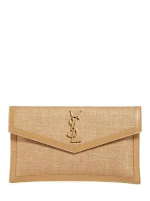 SAINT LAURENT Uptown Clutch In Raffia
