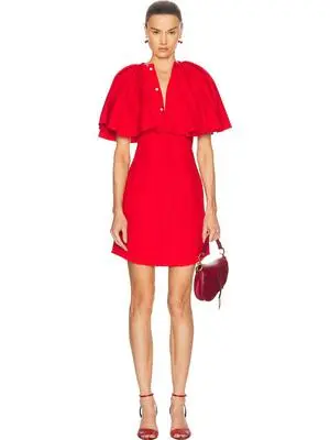 Ami Shirt Dress With Cape Styling - Poppy