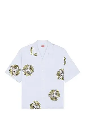 Kenzo X Verdy Collection Hawaiian Short Sleeve Shirt In Blue - Sky Blue