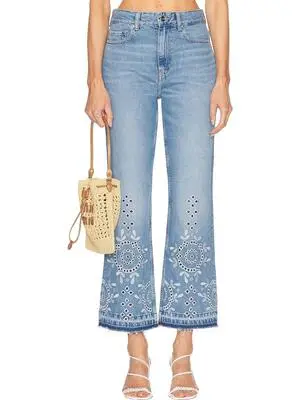 GANNI Cropped Wide Leg Jeans - Light Blue Stone