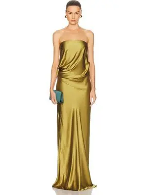 THE SEI Draped Strapless Gown - Antique Gold