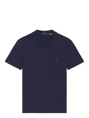 Polo Ralph Lauren Polo Ralph Lauren Standard Fit Cotton Linen Polo Shirt In Navy Newport Navy