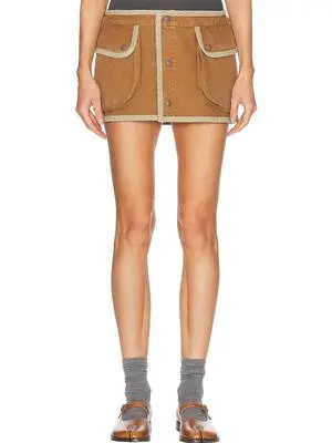 R13 Layered Skort - Light Brown & Khaki