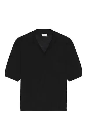 Saint Laurent Short Sleeve Polo Sweater - Black