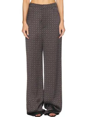 Saint Laurent Wide Leg Pant - Navy Dark Brown