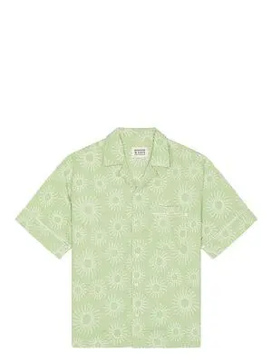 Scotch & Soda Aop Short Sleeve Shirt In Sage - Pistachio