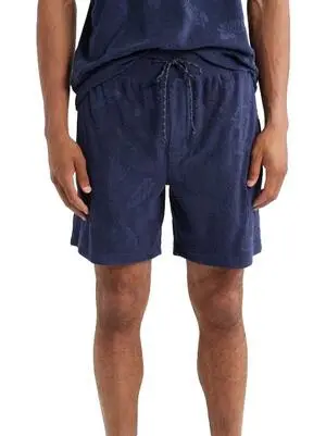 Majestic International Shadow Hibiscus Lounge Shorts - Navy Hibiscus