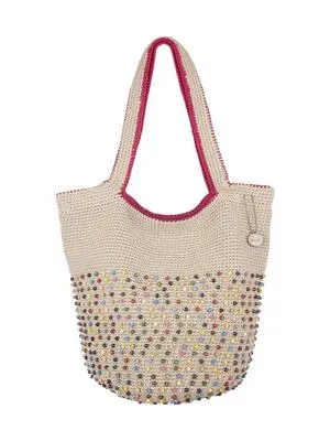 THE SAK 120 Hand-crocheted Tote Bag - Ecru Multi Beads