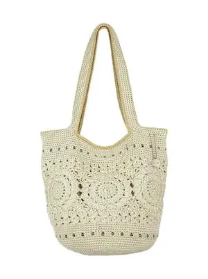 THE SAK 120 Hand-crocheted Tote Bag - Natural Medallion