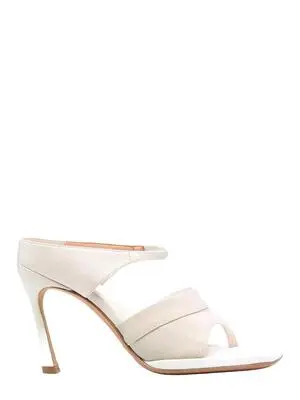 Sportmax 100mm Thong-strap Leather Sandals - White