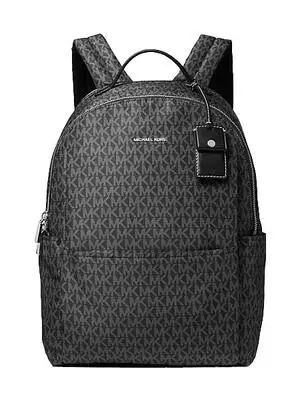 Michael Kors Sable Large Printed Signature Logo Backpack - Black