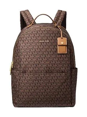 Michael Kors Large Printed Signature Logo Backpack - Brown
