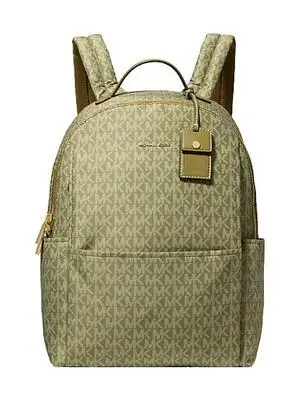 Michael Kors Sable Large Printed Signature Logo Backpack - Green