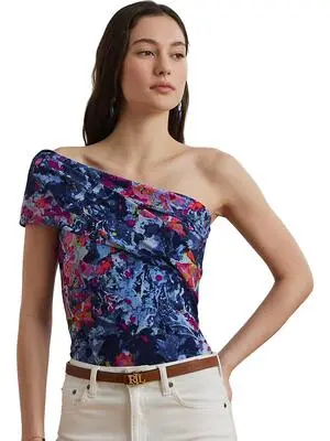 Ralph Lauren Printed One-shoulder Top - Blue Multi