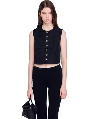 Sandro Pleated Crop Top - Black
