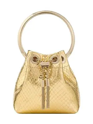 JIMMY CHOO Micro Bon Bon Metallic Leather Bag Gold/light Gold