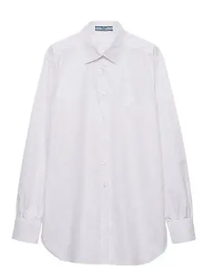 Prada Triangle-logo Oversized Cotton Shirt - White