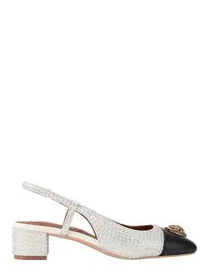 Kurt Geiger Sloane Crystal-embellished Slingback Heeled Pumps - White/blk