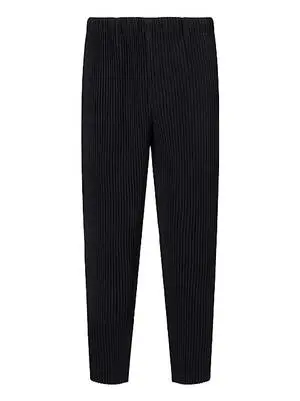 Issey Miyake Basics Straight-leg Pleated Knitted Trousers - Black