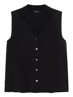 Theory Sleeveless Silk Shirt - Black