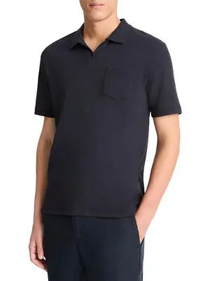Vince Mesh Knit Johnny Collar Polo Shirt - Coastal