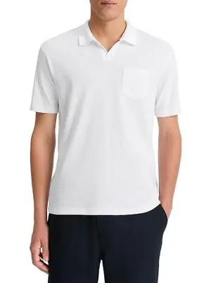 Vince Mesh Knit Johnny Collar Polo Shirt - Optic White