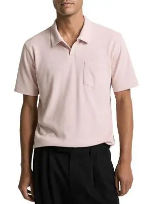 Vince Mesh Knit Johnny Collar Polo Shirt - Paradise