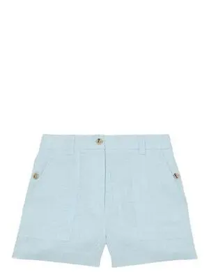 REISS Wide-leg Linen Shorts - Light Blue