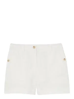 REISS Wide-leg Linen Shorts - White