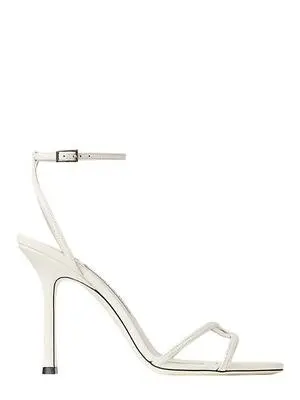 JIMMY CHOO Leo 100 Leather Heeled Sandals - Latte
