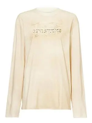 Acne Studios Logo-print Cotton-jersey T-shirt - Sand Beige