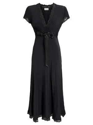 Rixo Silk Marlice Midi Dress - Black