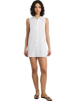 ONIA Air Linen Sleeveless Shirt Dress