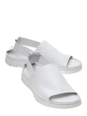 FOREVER & ALWAYS SHOES Londoi Elastic Strap Leather Sandal - White Leather