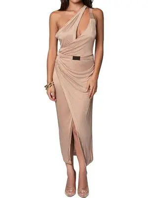JLUXLABEL Belted Cocktail Dress - Beige