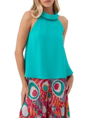 Trina Turk Halter Neck Relaxed Top - Toulon Teal