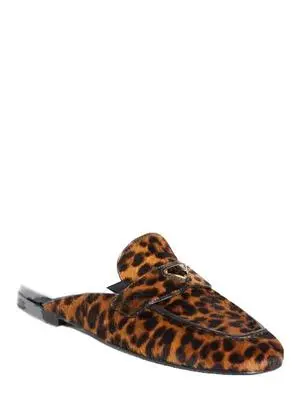 Prada Logo Leopard Print Calf Hair Mule - Miele