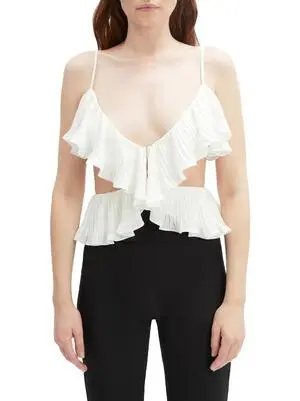 Bardot Ilara Ruffle Pleated Cutout Camisole - Off White