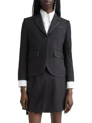 Thom Browne High Armhole Wool Fresco Sport Coat - Black