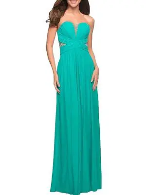 LABOMME Net Jersey Gown With Embellished Bodice - Spearmint
