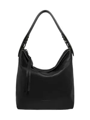 AIMEE Ava Leather Hobo Bag Black