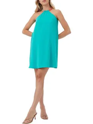 Trina Turk Bonbon Halter Shift Dress - Toulon Teal
